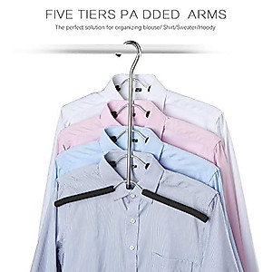 DOIOWN Blouse Tree Hangers Clothes Hangers Non Slip Space Saving Stainless Steel Shirt Hangers Sweater Hangers Coats Hangers Closet Organizer (2, Black)