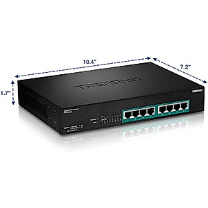 TRENDnet 8-Port Gigabit Full Power Poe+ Switch, 8 x Gigabit PoE+ Ports, 240W Power Budget, 16Gbps Switching Capacity, Rack Mountable, Ethernet Network Switch, Metal, Lifetime Protection, TPE-TG80F