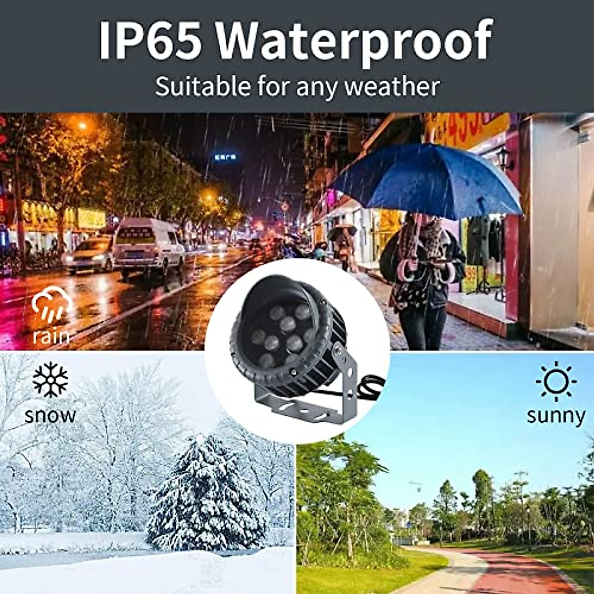 Ajinsn LED Landscape Lighting - RGBW Waterproof Spotlights