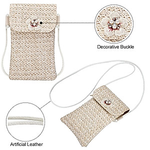 Soleebee Boho One Shoulder Crossbody Phone Bag Small Shoulder Bag Mini Wallet for Women Storage Bag Woven Leather Trim Phone Bag Compatible with Multiple Phone Sizes, Plum Bossom