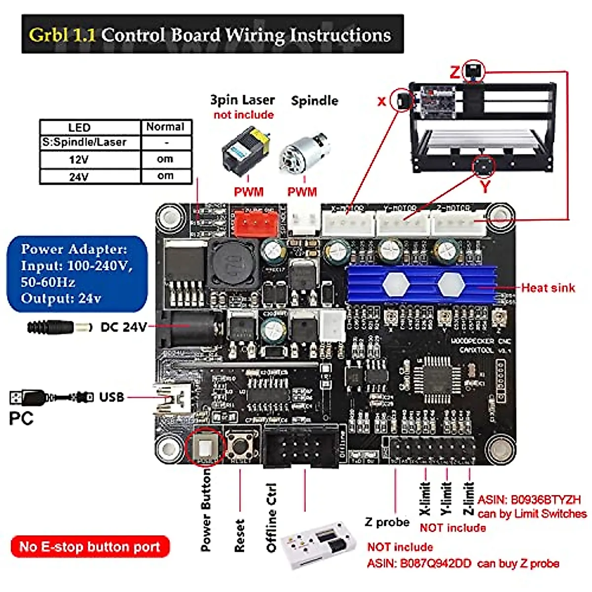CNC Router Machine 3018 Pro, mcwdoit Simple Assembly Version, Desktop Wood Acrylic Plastic PCB MDF Engraving, 3 Axis with Offline Controller, Mill Bits, Working Area 11.8 * 7.1 * 1.8″