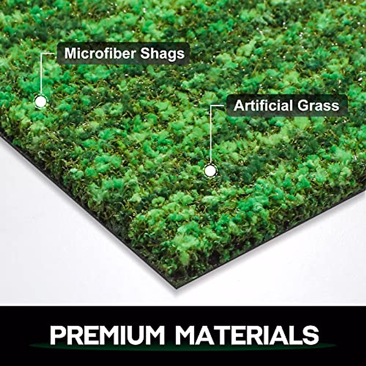 LINLA Garden Front Dog Door Mat for Muddy Paws, 18"x30"- Fake Faux Grass & Super Absorbent Fibers for Dirt Trapper, Rubber Non-Slip, Perfect Rug for High Traffic Entryways, Green