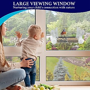 GoGiffy (2-Pack) Acrylic Window Bird House Feeders for Outside Viewing | Large Capacity with 4 Strong Suction Cups | Removable Seed Tray with Drain Holes | Easy to Refill & Clean | Squirrel Chew Proof