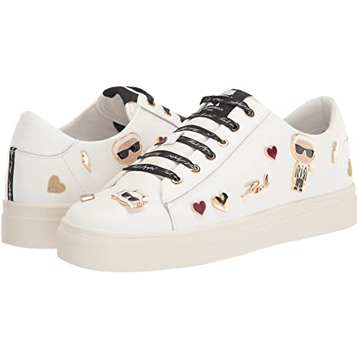 Karl Lagerfeld Paris Cate Shoes – Sneakers for Women with Iconic KLP Pins, Bright White, 11