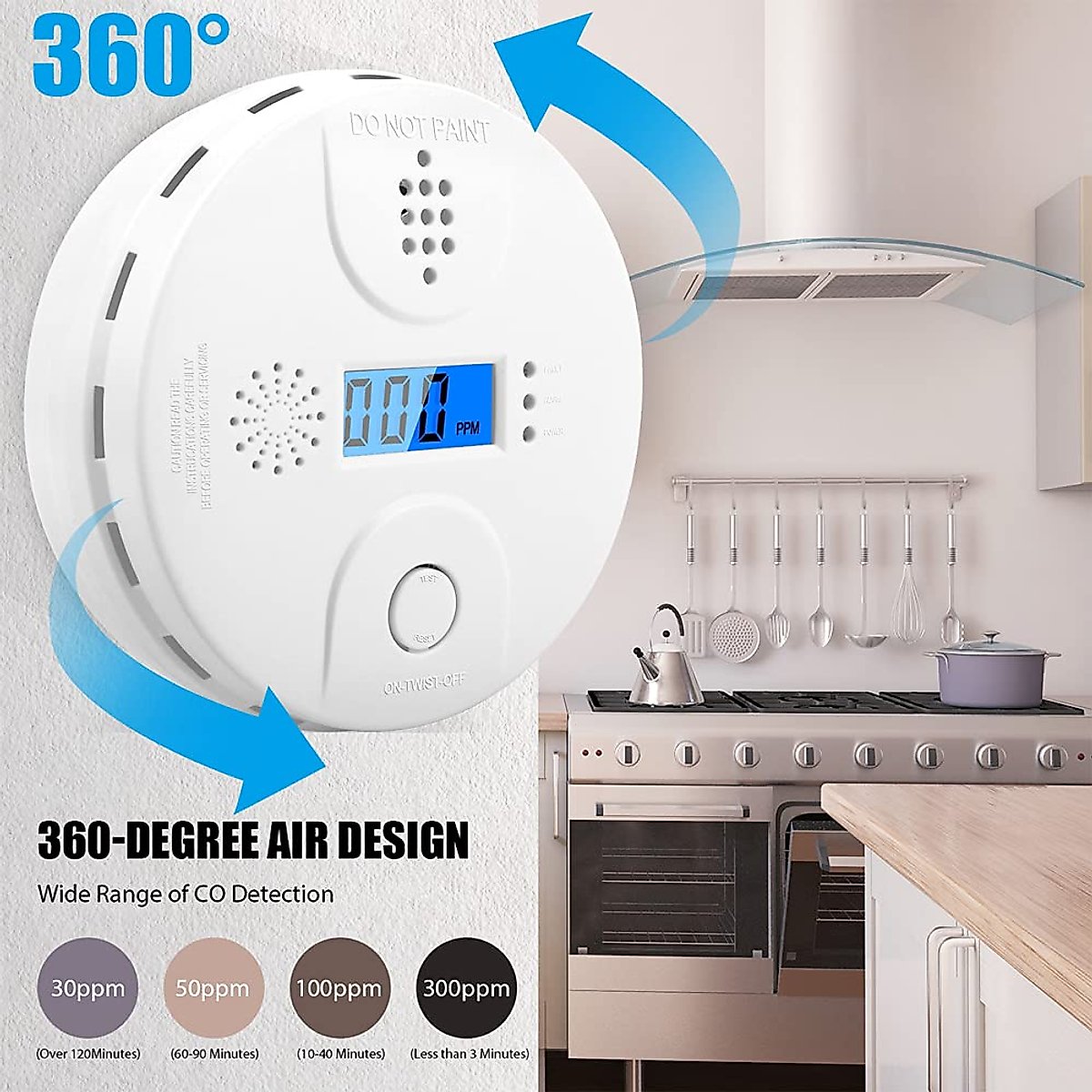 Carbon Monoxide Detector,CO Alarm Detector with Digital Display and Sound Alarm for Home 2pcs