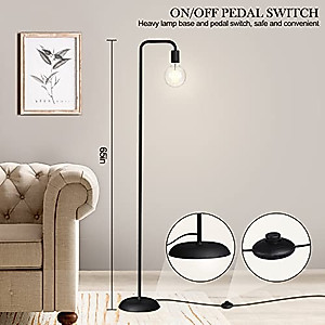 QiMH Industrial Floor Lamp with Light Bulb,Metal Tall Standing Lamp,Tall Modern Black Led Floor Lamp for Home Decor,Bedroom,Reading,Office
