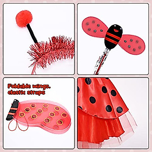Latocos Ladybug Dress Costume for Girls with Polka Dots Dress Dress Up Pretend Play Birthday Halloween Gifts for Kids 3-10
