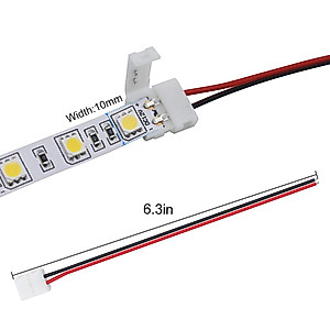 LightingWill 10pcs/Pack Strip Wire Solderless Snap Down 2Conductor LED Strip Connector for 10mm Wide 5050 5630 Single Color Flex LED Strips