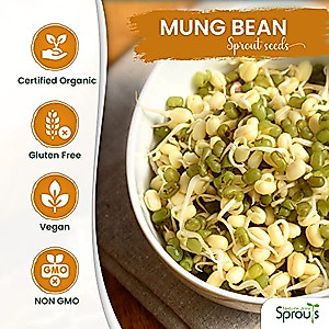 Nature Jims Mung Bean Sprout Seeds – 16 Oz Sprouting Seeds – Premium Mung Bean Seeds – NON GMO- Resealable Bag for Longer Freshness – Rich in Vitamins, Minerals, Fiber