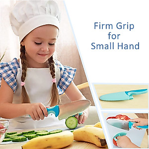 Kibbidea Kids Knife Set, Safe Kids Knife With Peeler, Cute Kids Chef's Knife for Cutting Peeling Veggies Fruits