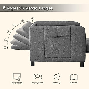 ZZW Sleeper Chair 84" Extra Long Convertible Chair Bed Upgraded 3-in-1 to 4-in-1 Pull Out Chair & Single Sofa Bed for Adult Sleeping Chair for Living Room & Small Space (Dark Grey)