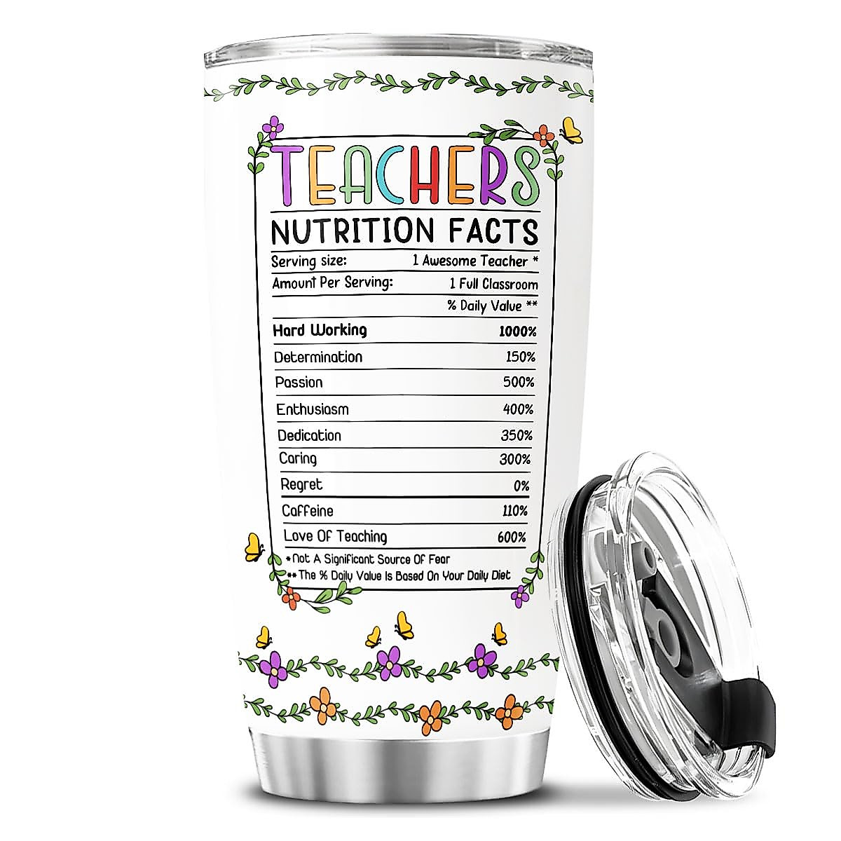 HUBUPU Stainless Gift For Women Tumblers Pack Steel Coffee Teachers Appreciation Cups Music, Teacher Gifts, Tumbler 20 Oz With Lid And Straw, Teacher Life Nutrition Facts