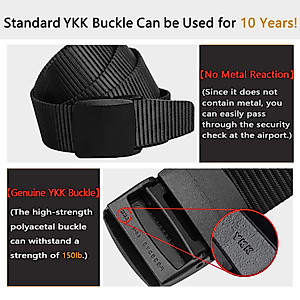 LionVII Mens Belts Web - Nylon Belt for Men with Plastic Buckle Durable Breathable for Work Outdoor, Adjustable [53" L x 1.5" W](Black)