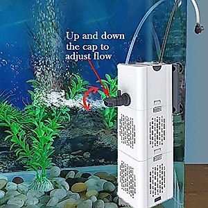 Ultra Quiet Fish Tank Filter 4-in-1 Internal Aquarium Filter,500-1800L/H Submersible Water Filter Pump Multifunctional Filter Water Pump for Betta, Turtle, Pond Fish, Garden. (15W 267GPH (1000L/h))