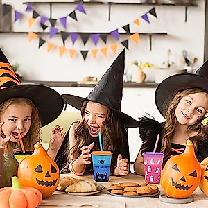 QTOP Halloween Party Color Changing Cups With Lids And Straws,6 Pack 13oz Plastic Tumblers With Lids And Straws Bulk,Reusable Halloween Cups For Party Favors