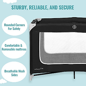 Dream On Me Zoom Portable Playard in Dark Grey, Lightweight, Packable and Easy Setup Baby Playard, Breathable Mesh Sides and Soft Fabric - Comes with a Removable Padded Mat