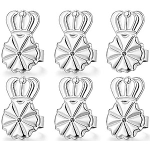 3 Pairs Earring Backs Lifters,925 Sterling Silver Earring Backs for Droopy Ears,Adjustable Hypoallergenic Earring Backs for Heavy Earring (Silver)
