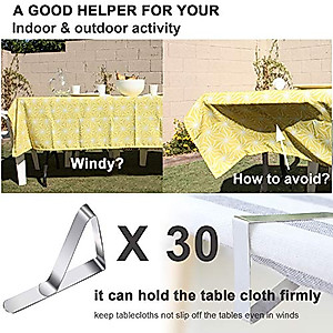 Tablecloth Clips 30 Packs Table Cloth Holder Clips,Stainless Steel Outdoor Table Cloths Clips For Picnic Tables,Folding Tables,Clamps For Outdoor Tablecloths,Picnic Table Cover Clips For Party Wedding