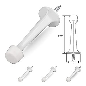 GDFYMI Solid Rigid Door Stops, Heavy Duty Durable Door Stopper Wall Protector with Soft Rubber Tip, Zinc Alloy (White, 4 Pack)