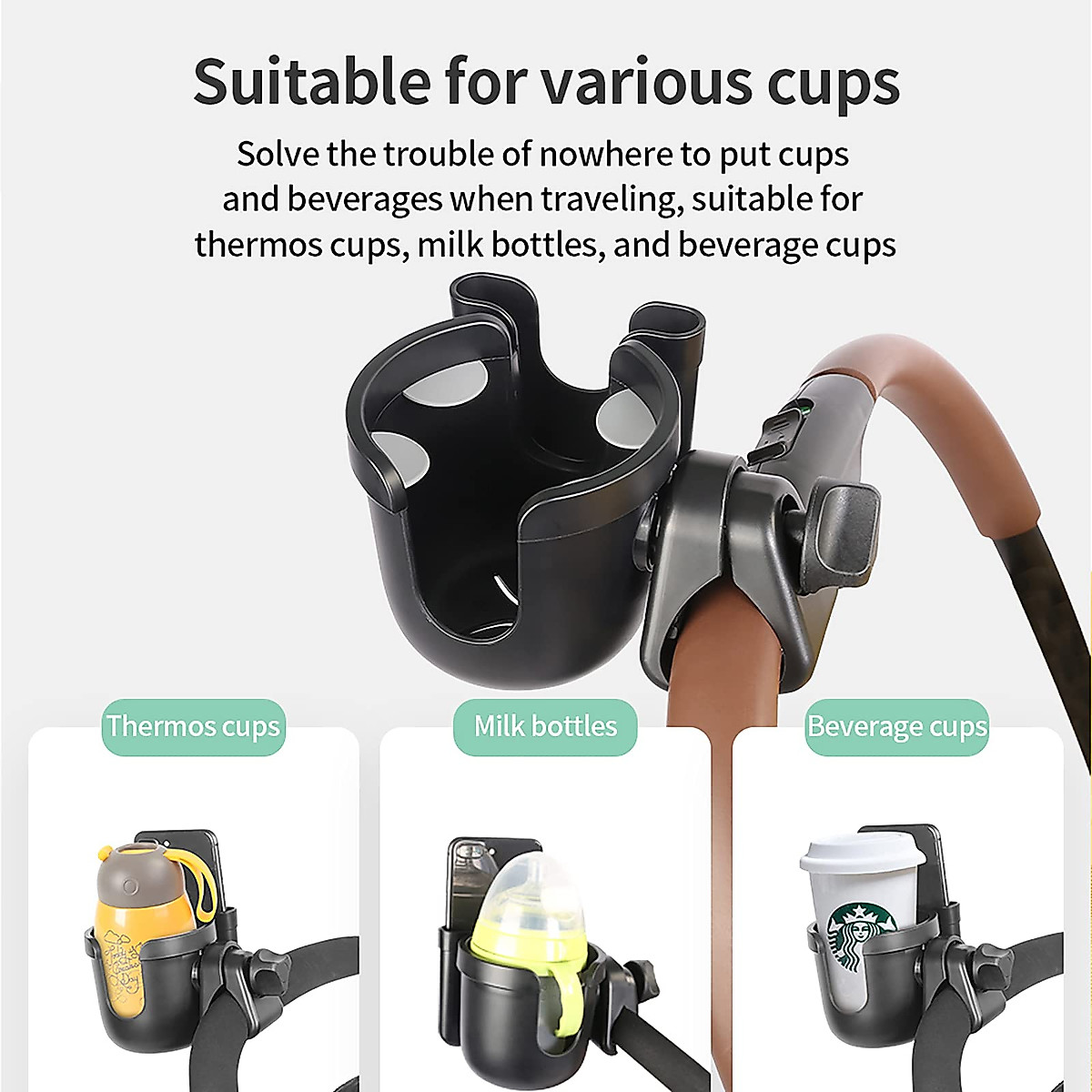 YEEJA 2in1 Stroller Accessories Bottle Holder with Phone Holder.Multiple uses Such as Phone Holder for Bike，Bike Cup Holder，Wheelchair Accessories.