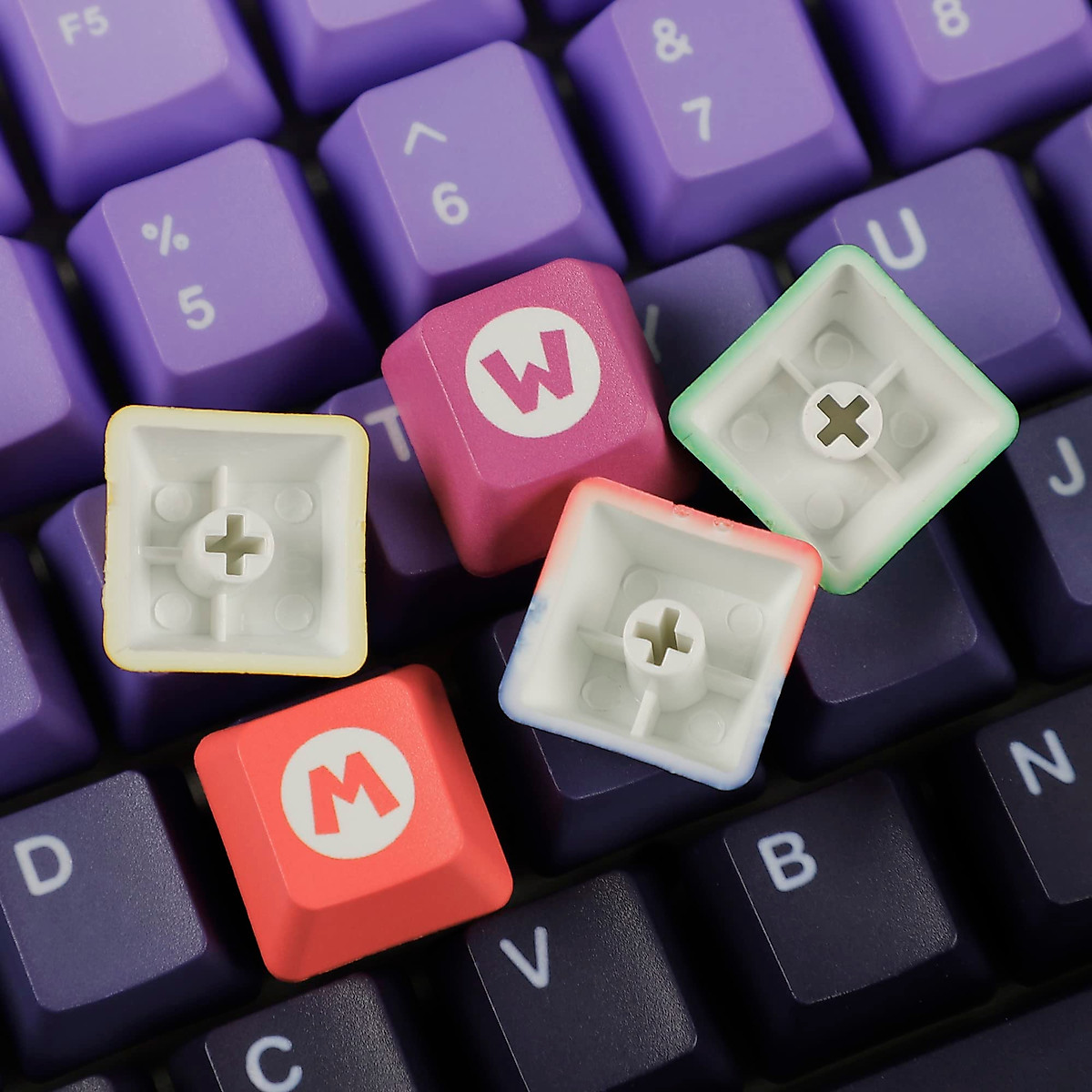 Mechkeeb OEM Profile Mario Novelty Keycap Five Sides Dye-Sublimation Thick PBT Keycaps for MX Mechanical Gaming Keyboard (OEM Mario 4 Keys)
