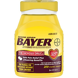 Bayer 325 mg Coated Tablets (200 Count)