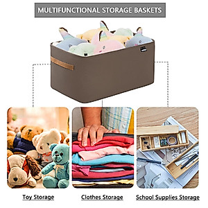 ZXRMY Large Fabric Storage Baskets with Handles 4 Pack Collapsible Storage Bins for Shelves Organizing 16 X 11 X 9.8'' Canvas Basket for Closet Organization