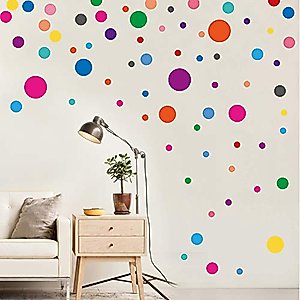 PARLAIM Wall Stickers for Bedroom Living Room, Polka Dot Wall Decals for Kids Boys and Girls (130 Circles)