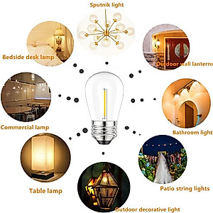 Svater S14 LED Bulbs for Outdoor String Light, E26 Base Shatterproof Replacement Bulbs, 1W Bulb Equal to 11W Incandescent, Dimmable, Waterproof, 2700K Warm White, 15 Pack