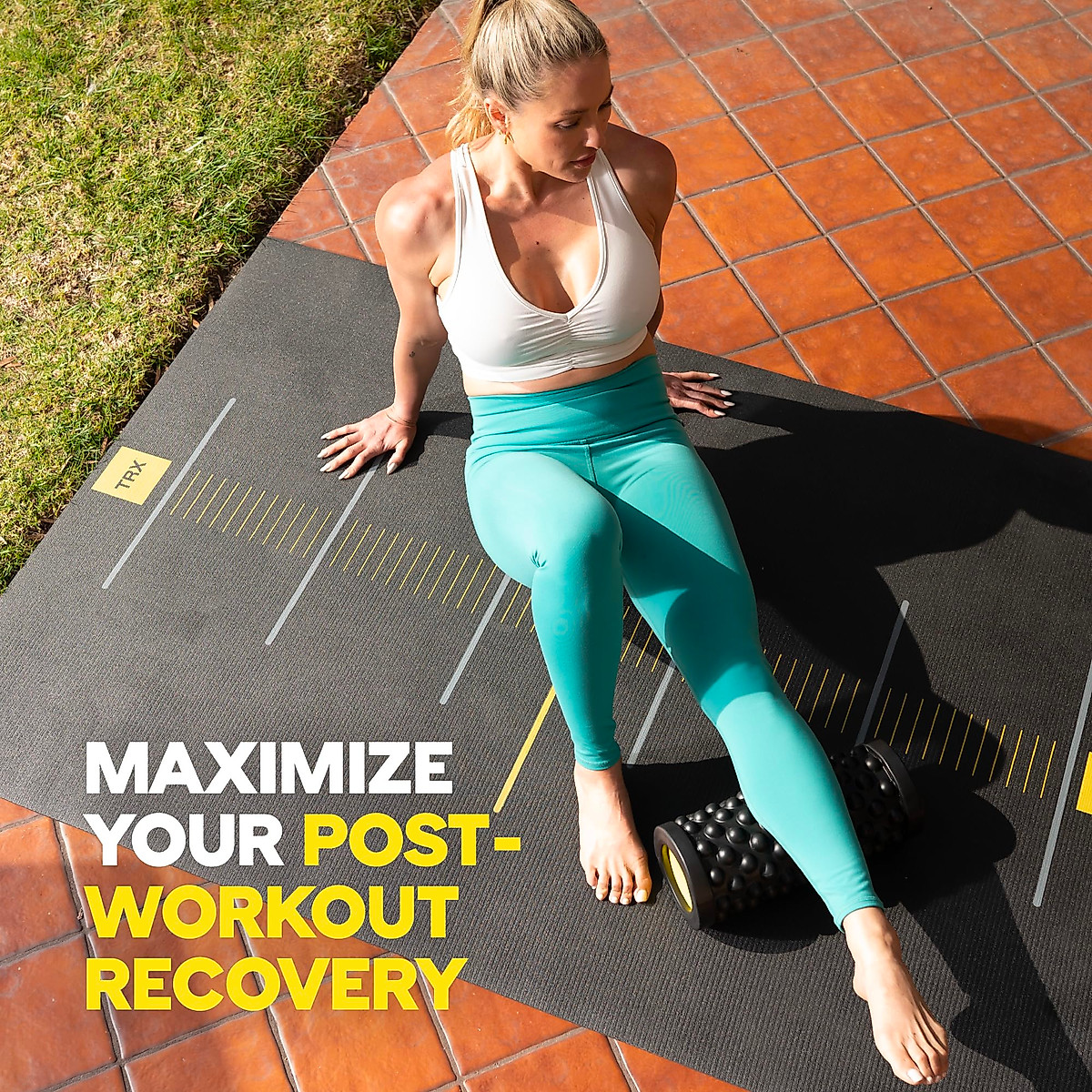 TRX Training Rev Myofascial Release Roller, Travel Massage Roller for Muscles, 14-Inch Round Foam Roller for Stretching and Post-Workout Recovery