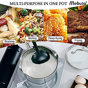 MOBUTA Stainless Steel Saucepan with Glass Lid, 3 Quart Sauce Pan with Glass Lid, Induction Ready, Dishwasher Safe
