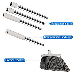 Upgraded Extra-Large Upright Broom - 56.7" Length, Gray Broom Flowering Bristles for Enhanced Indoor and Outdoor Cleaning - Stainless Steel Handle - Cleaning Solution for Home, Kitchen, and Office