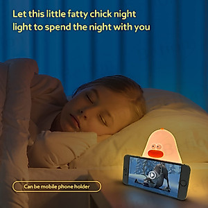 Befion Cute Night Light for Kids,TyiTyi Little Fat Chick LED Night Light with 2 Modes of Brightness&Touch Controls,Silicone Nursery Lamp with Tab-C Cable for New Parents,Kids Gifts,Room Decor