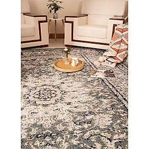 SunNewt Stain Resistant Washable Area Rug 9x12 Living Room Large Rugs Soft Faux Wool Non-Shedding Low-Pile Floor Carpet for Dining Laundry Room Bedroom Bed Side, Olive