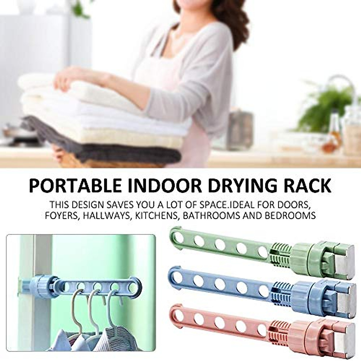 Folding Clothes Hanger,Wonder Multi-Function Plastic Clothes Hangers, Retractable Clothes Indoor Rack Drying Rack, Portable Drying Rack ,Plastic Clothes Hanger Storage for Indoor Balcony Window