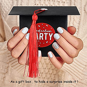 60 Pieces Graduation Candy Boxes 2023 Graduation Cap Gift Box Graduation Celebration Chocolate Box with Stickers for 2023 Graduation Gifts Grad Ceremony Party Favors (Red and Black)