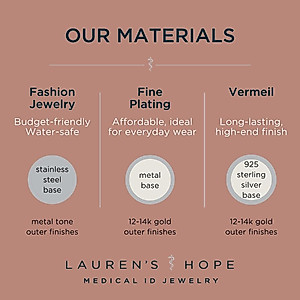 Lauren's Hope Gold Legacy Rope Medical Alert Bracelets for Women, Gold Chain Medical Bracelet for Diabetes, Heart Disease, Allergies, Custom Engraved, Medical ID (Gold, Bracelet Size = 7 inches)