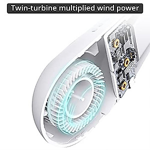 Justech Bladeless Neck Fan, USB Rechargeable Portable Neck Fan, Max. 6 Working Hours, 3 Speeds, Low Noise, Headphone Design, Hand-Free Neck Fan-White