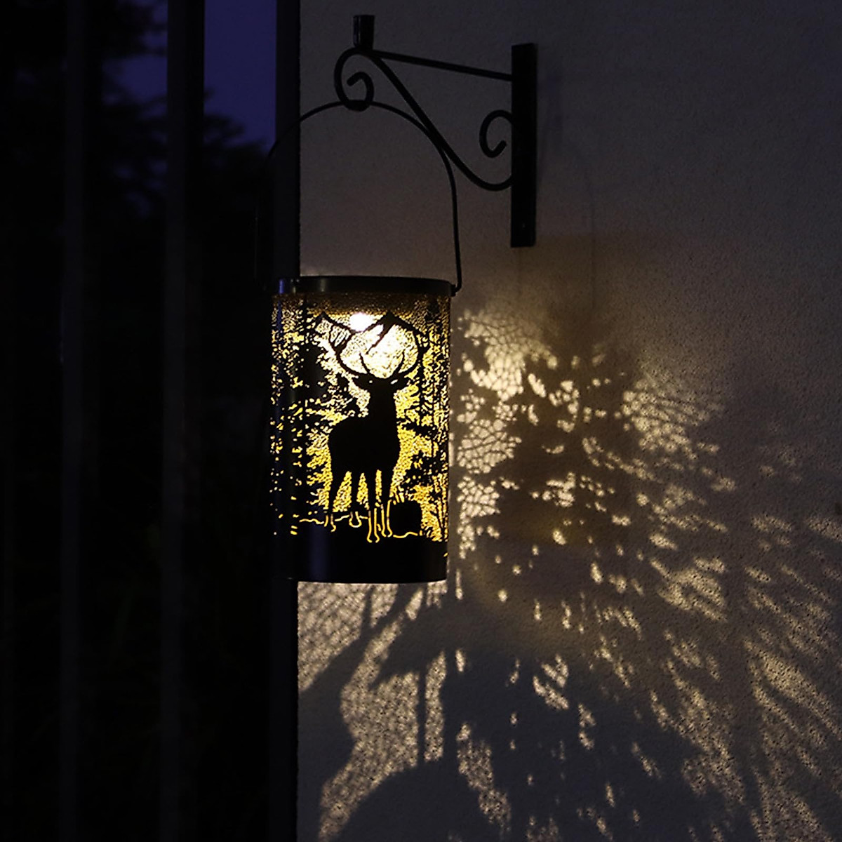 Christmas Decorations Solar Lantern Outdoor Hollow-Out Elk Solar Outdoor Lights Garden Lights Waterproof Decorative Lights for Yard Landscape Lighting Solar Spot Lights Outdoor Christmas Gifts