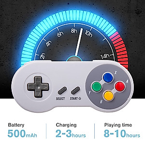Retro Wireless USB Controller for SNES PC Games, 2.4G Rechargeable Classic SNES USB Game Pad Emulator Controller for Windows PC MAC,Raspberry PI