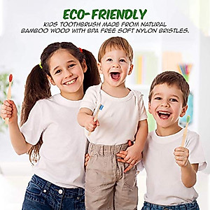 Kids Bamboo Toothbrushes - 12 Pack |BPA Free Soft Bristles Toothbrushes | Eco-Friendly, Natural Bamboo Toothbrush Set | Biodegradable, Compostable, Wooden Eco Friendly by Little Footprint