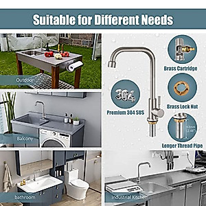 Aolemi Cold Only Water Kitchen Faucet Commercial Bar Tap Single Lever Handle 304 Stainless Steel Brushed Nickel Decked Mounted Single Hole Modern