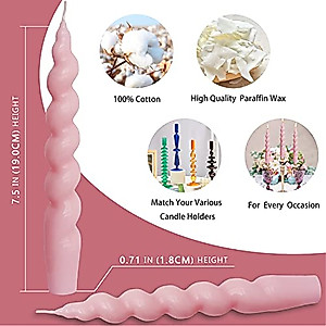 Spiral Taper Candles Stick Pink Twisted Candles Unscented Dinner Candle Dripless for Home Decor Holiday Wedding Party