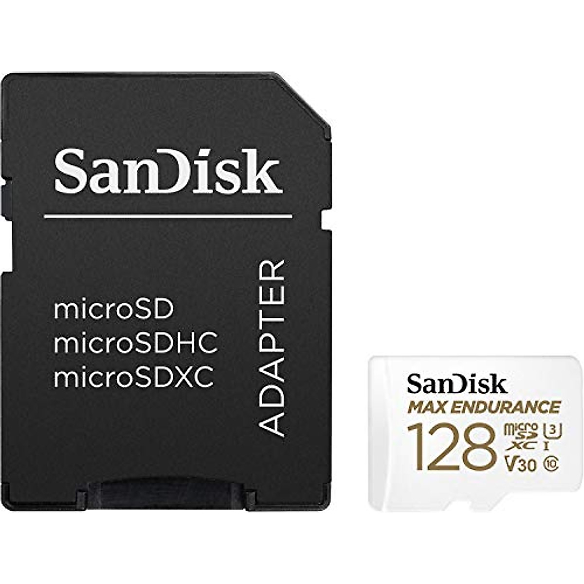 SanDisk 128GB MAX Endurance microSDXC Card with Adapter for Home Security Cameras and Dash cams - C10, U3, V30, 4K UHD, Micro SD Card - SDSQQVR-128G-GN6IA