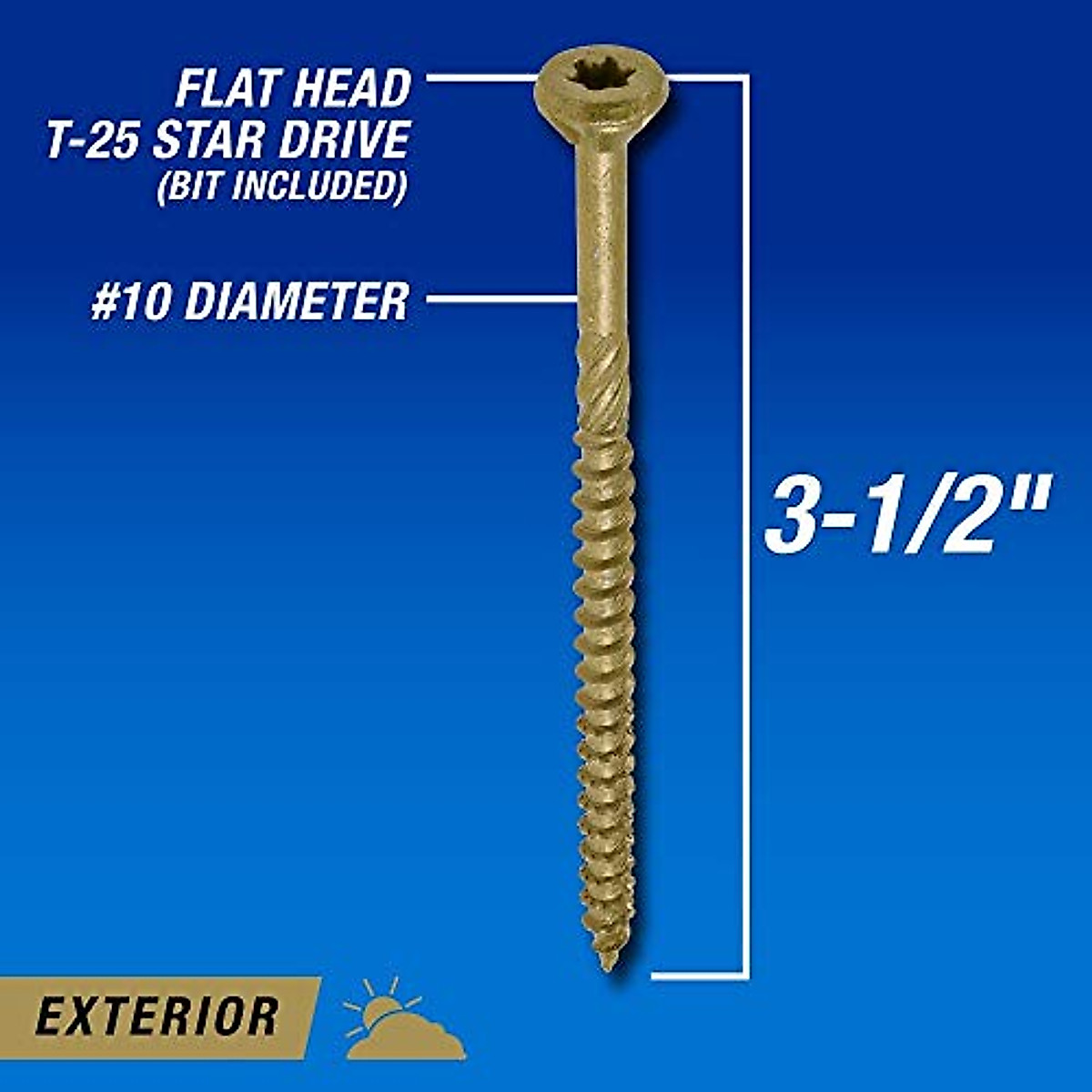 Power Pro Premium Exterior Wood Screws (#10 x 3-1/2") - 1000pc