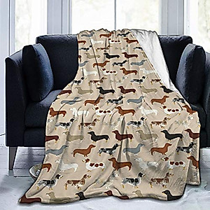 Fleece Blanket Sofa Throw Christmas Dachshund Flannel Blanket for Bed Warm Soft Winter Blanket for Children and Adult