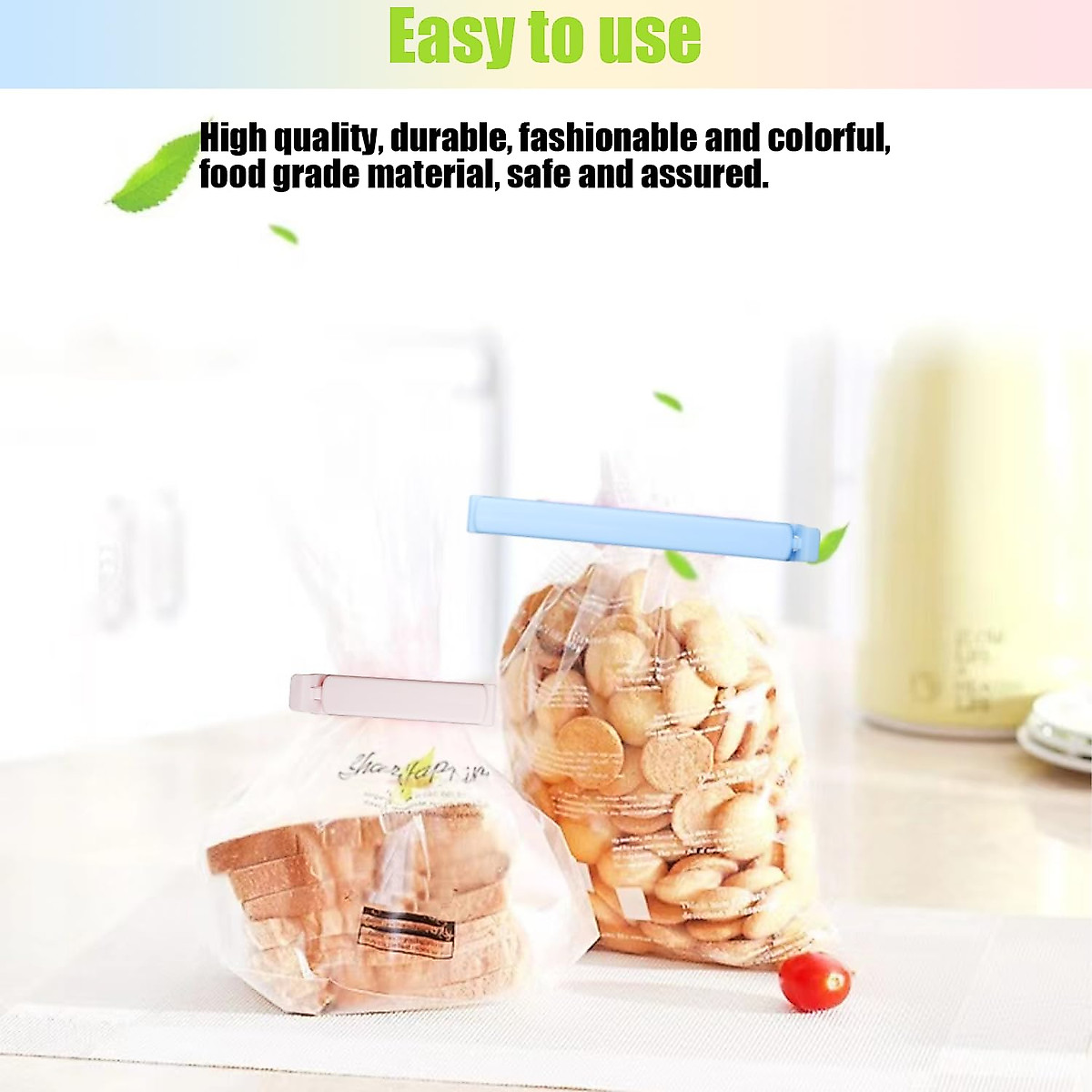 32PCS Sealing Clips for Food and Snack Bags,Plastic Sealing Clip Bag Food Bag Clips, Kitchen Clips for Bags(2.85 in, 4.59 in, 5.76 in)