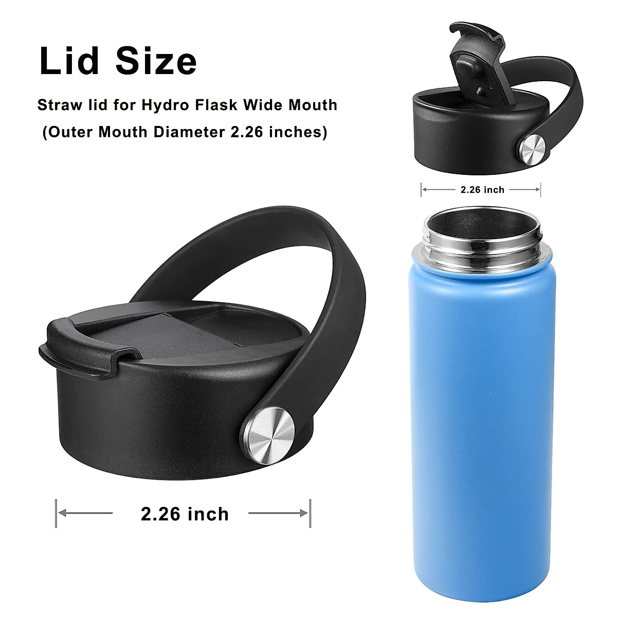 Tzuoieo Flip lid for Hydro Flask Wide Mouth 32 40 oz with Flexible Handle, Replacement Coffee Lid Compatible with Hydroflask, Nalgene, and More Top Water Bottle Brands Wide Mouth 32 oz 40 oz