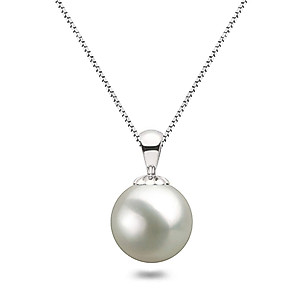 Orien Jewelry Japanese Freshwater Cultured Pearl Pendant Necklace AAAA Graded 8mm White Color Necklace Pendant with Sterling Silver Setting and Matching 18 Inch Chain