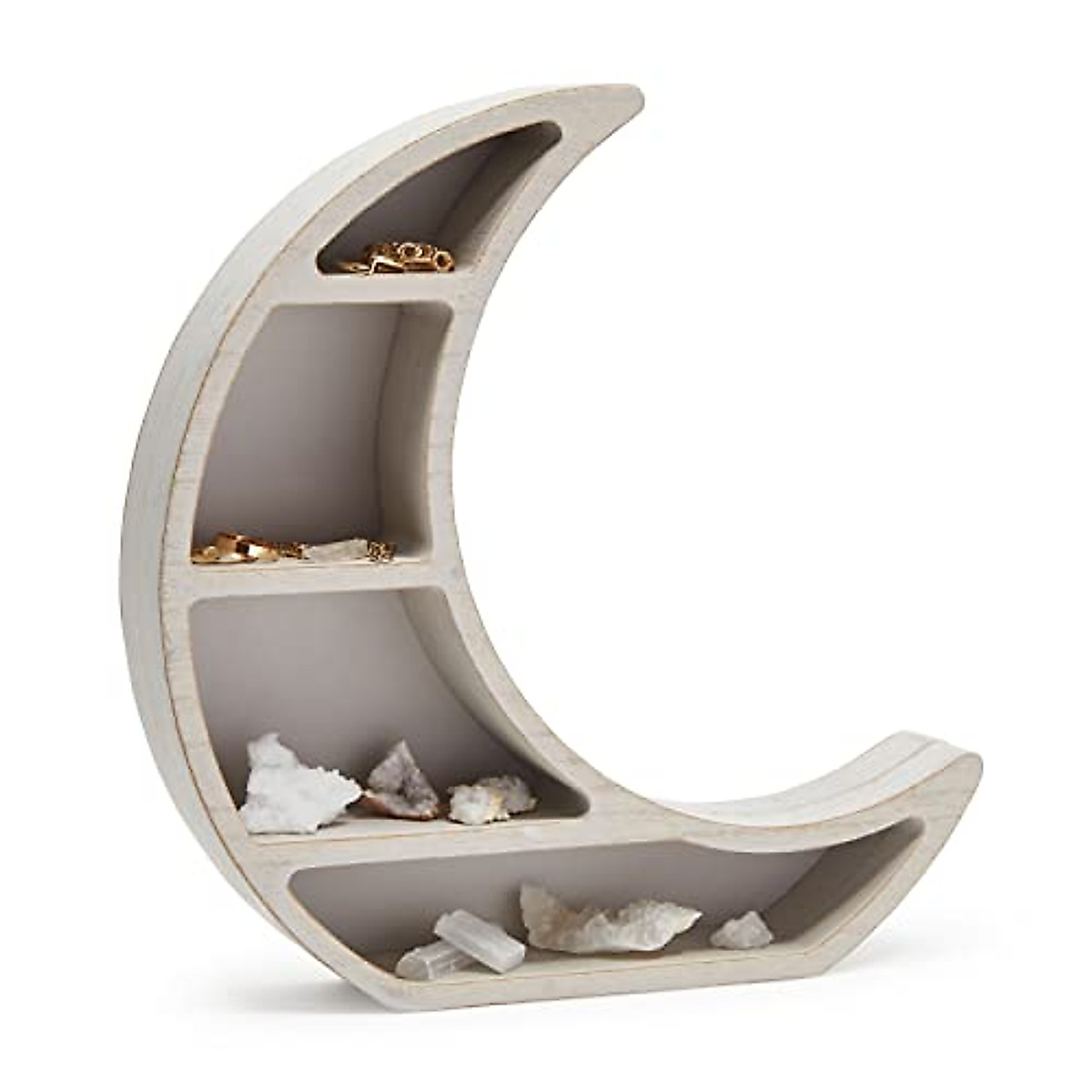 Farmlyn Creek Wood Crescent Moon Shelf, Rustic White Home Decorations (10 x 10.2 x 2 in)